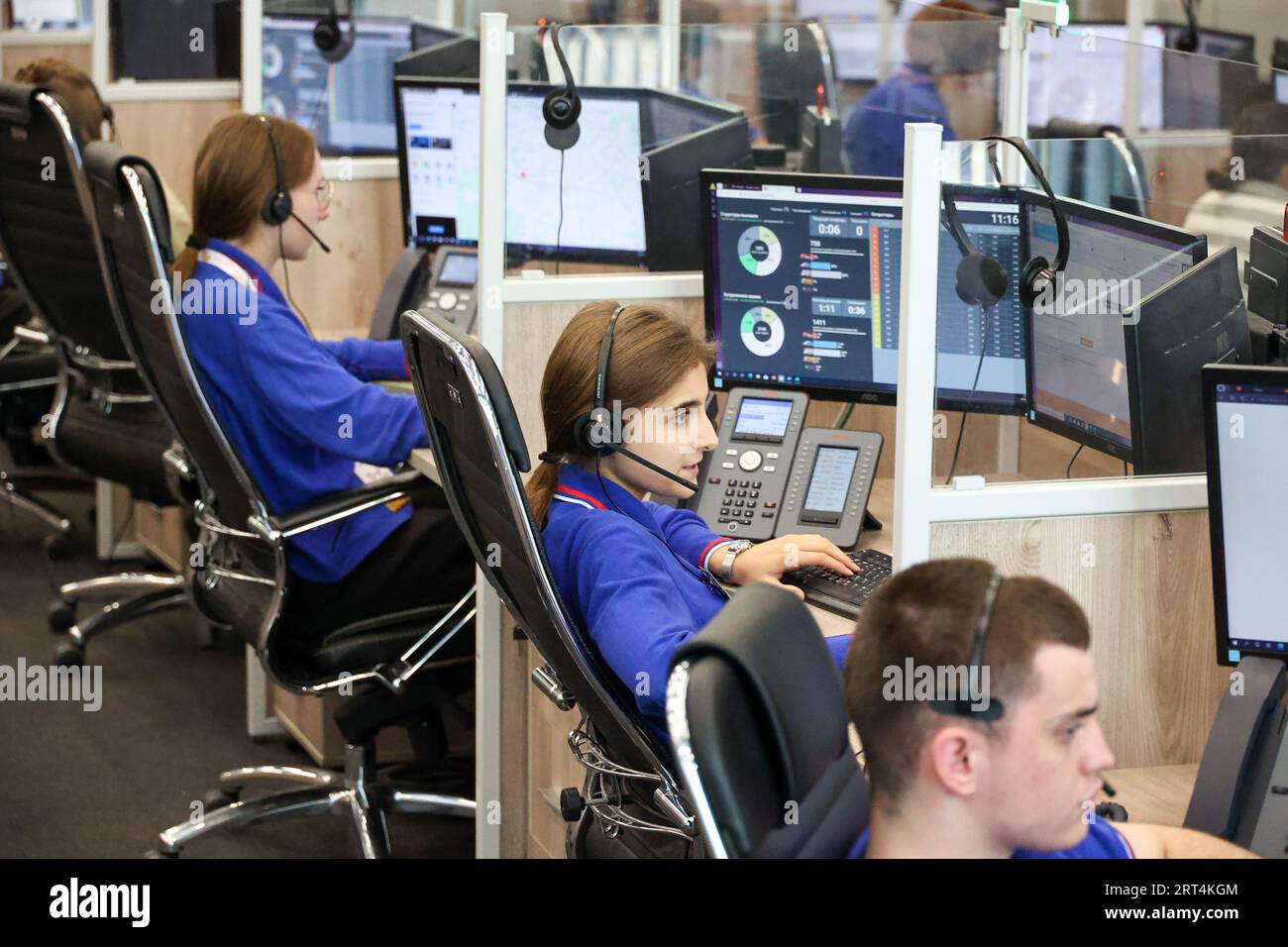 04.09.2023. Russia. Moscow. Specialist in receiving and processing ...