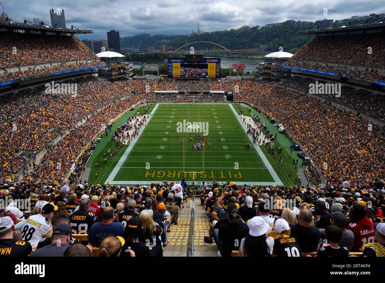 This is Acrisure Stadium during the first half of an NFL football game ...