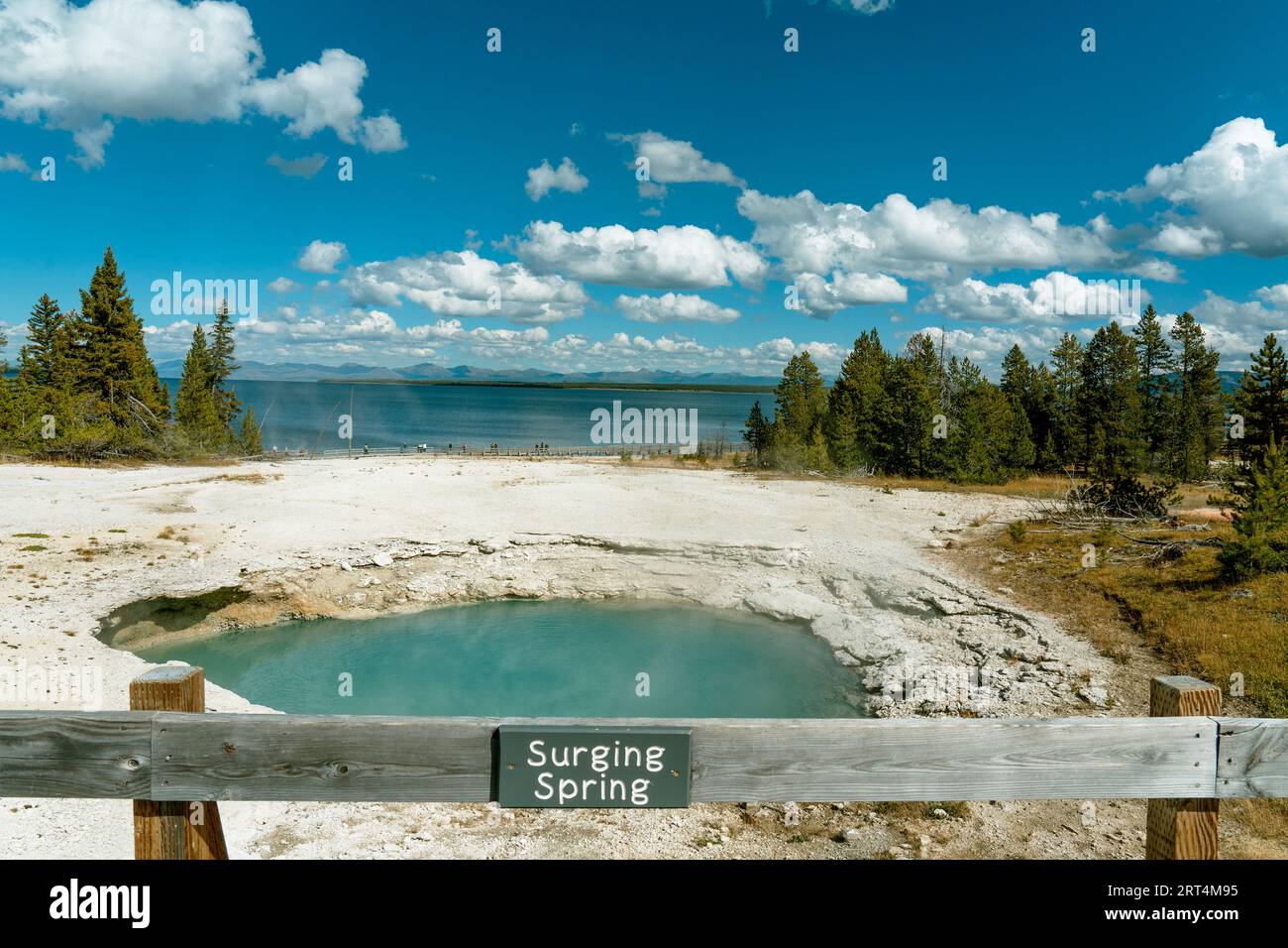 Surging Spring at Yellowstone Lake is seen from West Thumb Geyser Basin ...