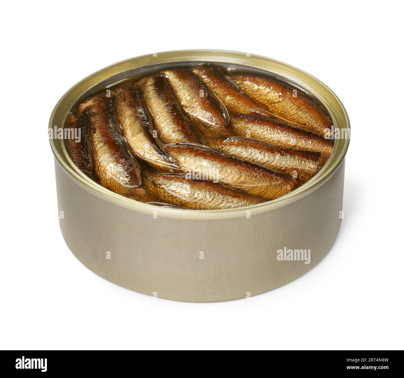 One tin can of sprats isolated on white Stock Photo - Alamy
