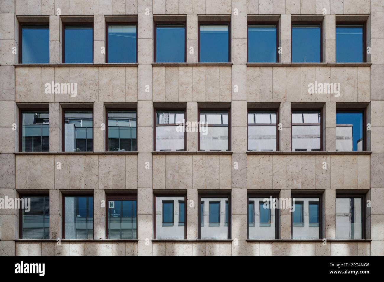 Outdoor front exterior view of typical old modern with rectangular ...