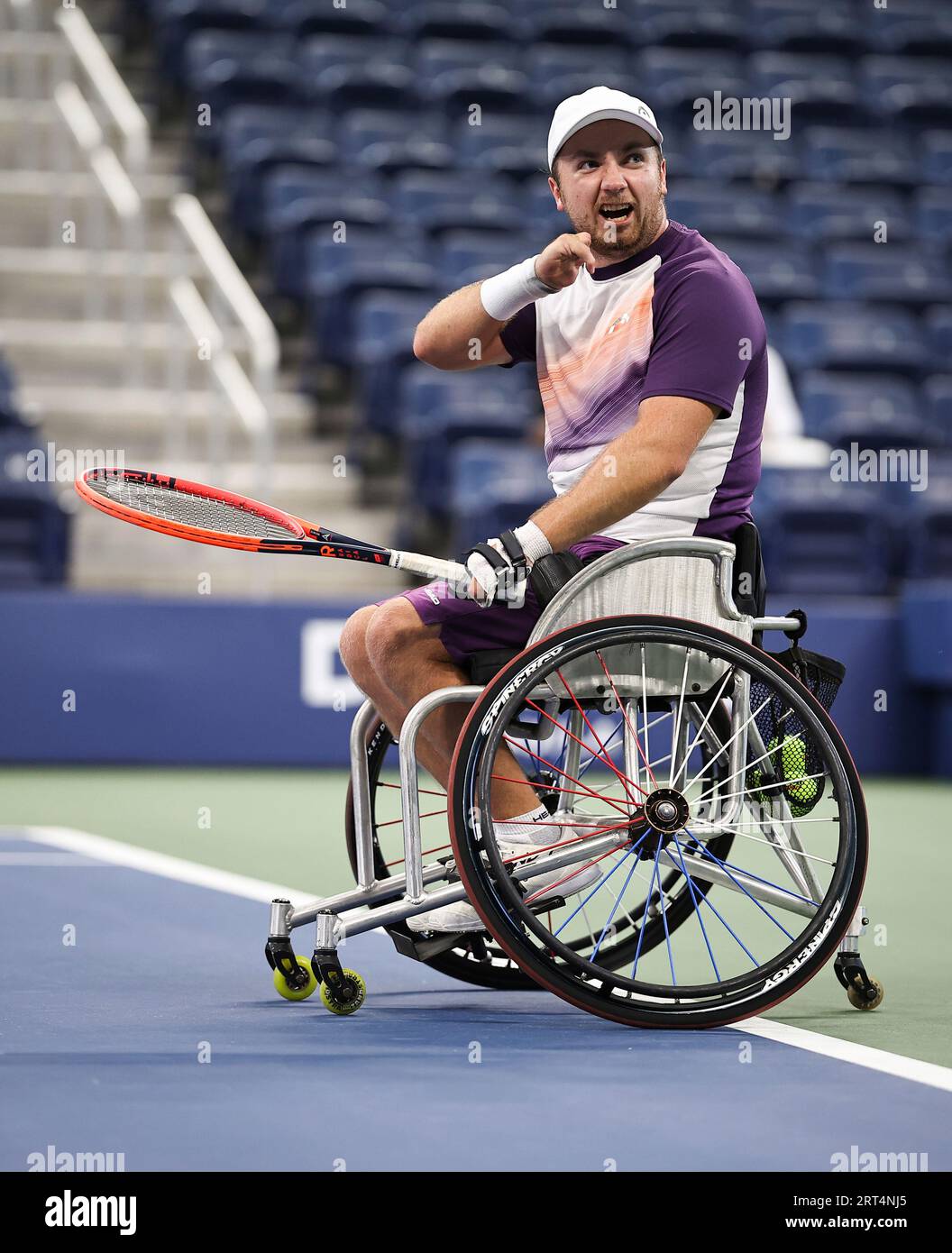 Sam Schroder reacts after winning a wheelchair quad singles ...