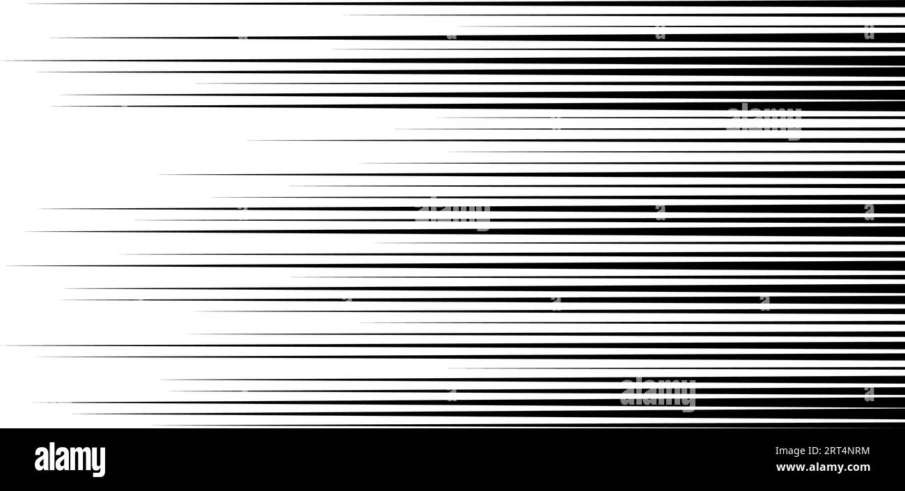 Straight speed lines repeating pattern. Black and white horizontal ...