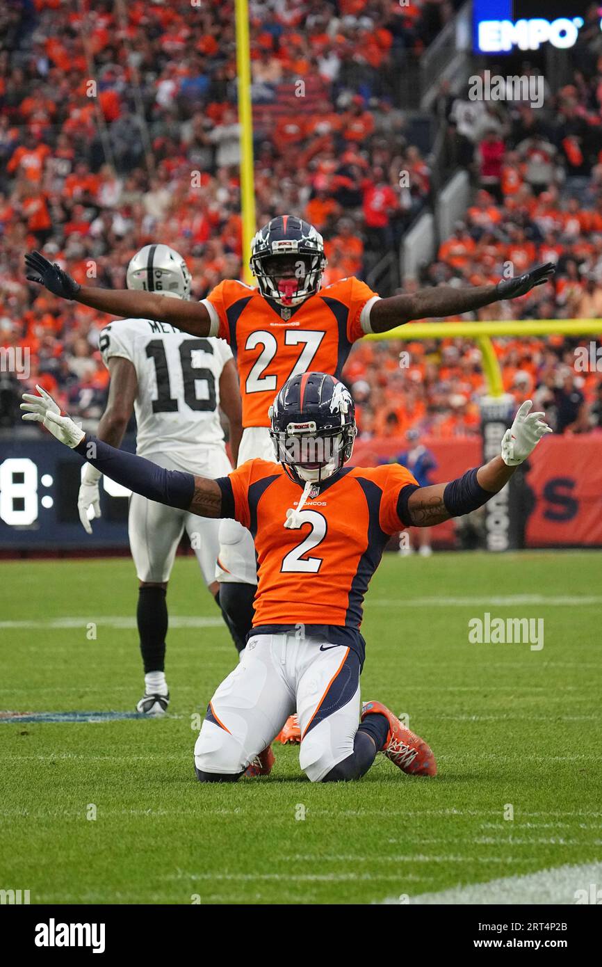 Denver Broncos cornerback Damarri Mathis (27) and Denver Broncos ...