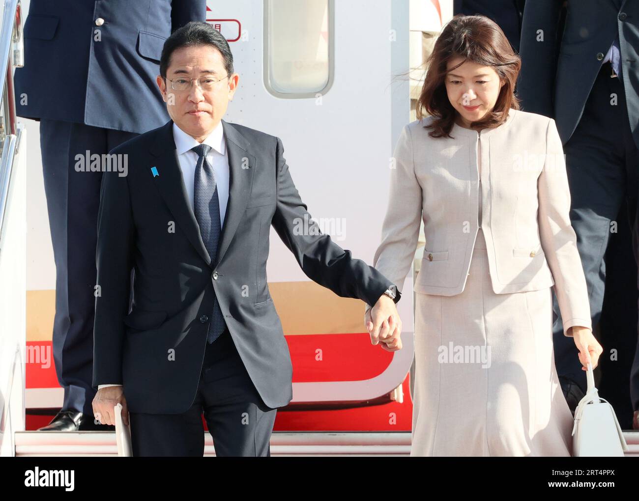 Tokyo, Japan. 11th Sep, 2023. Japanese Prime Minister Fumio Kishida (L) accompanied by his wife ...