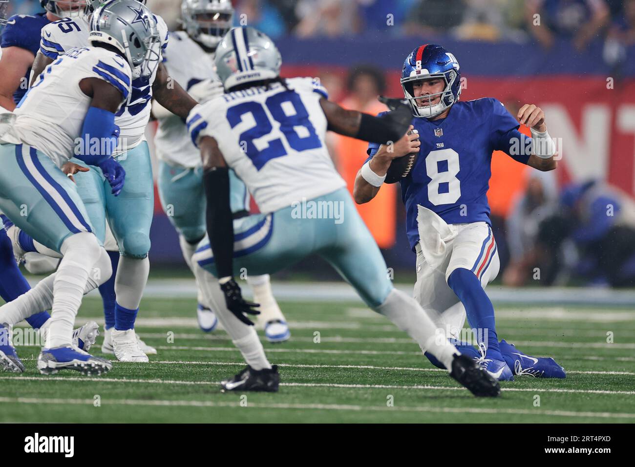 New York Giants' Daniel Jones slides during the first half of an NFL ...