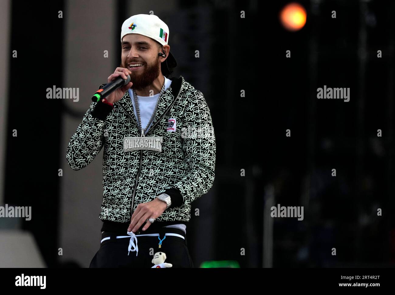 Jesus Diego "Jay Dee" the singer of the U.S. band Herencia de Patrones performs during the ...