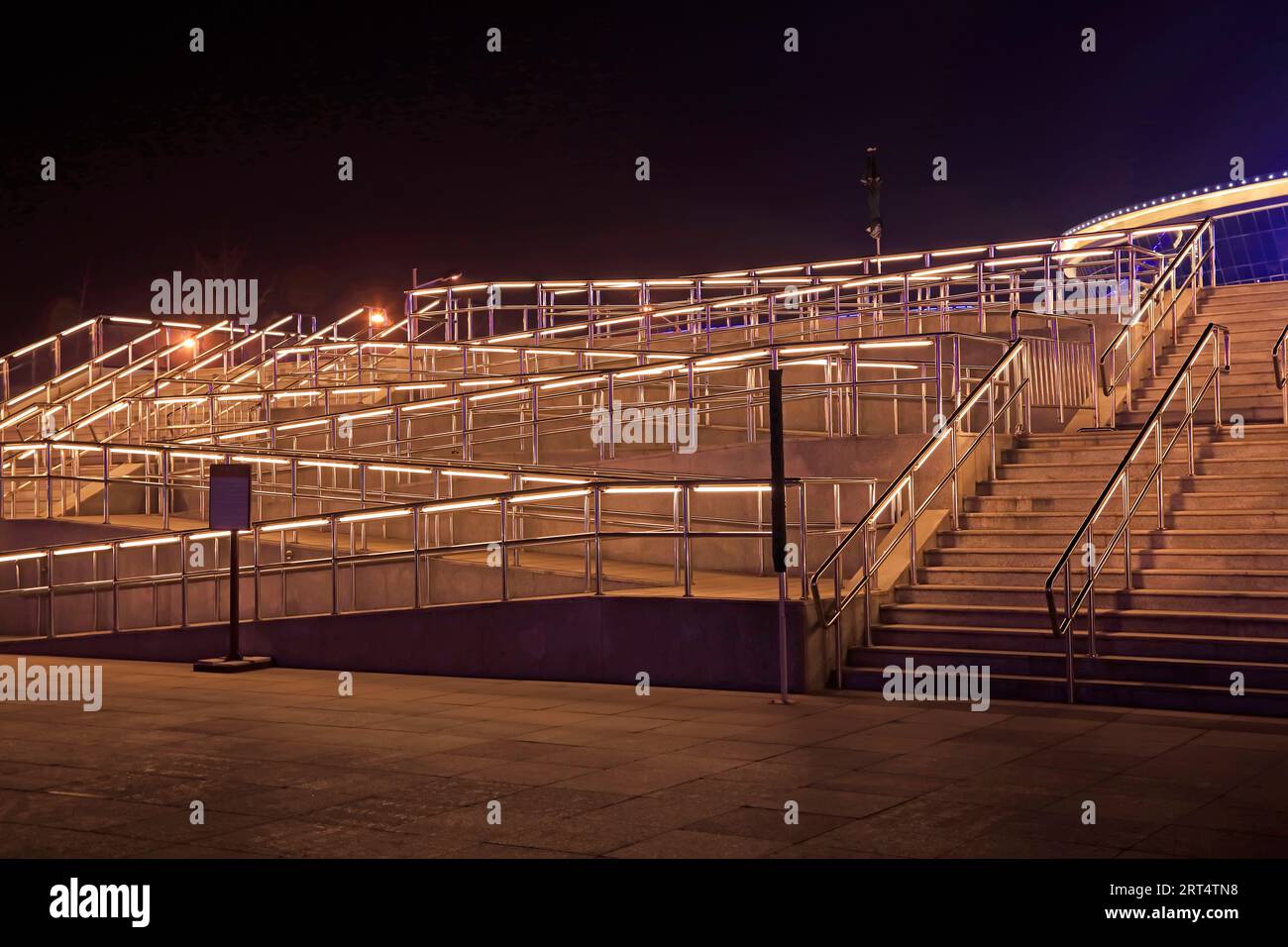 Step railing night Stock Photo - Alamy