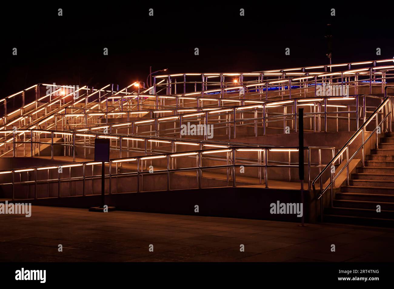 Step railing night Stock Photo - Alamy