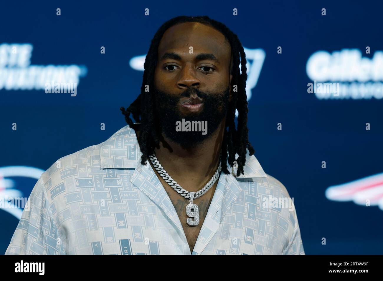New England Patriots linebacker Matthew Judon faces reporters following ...