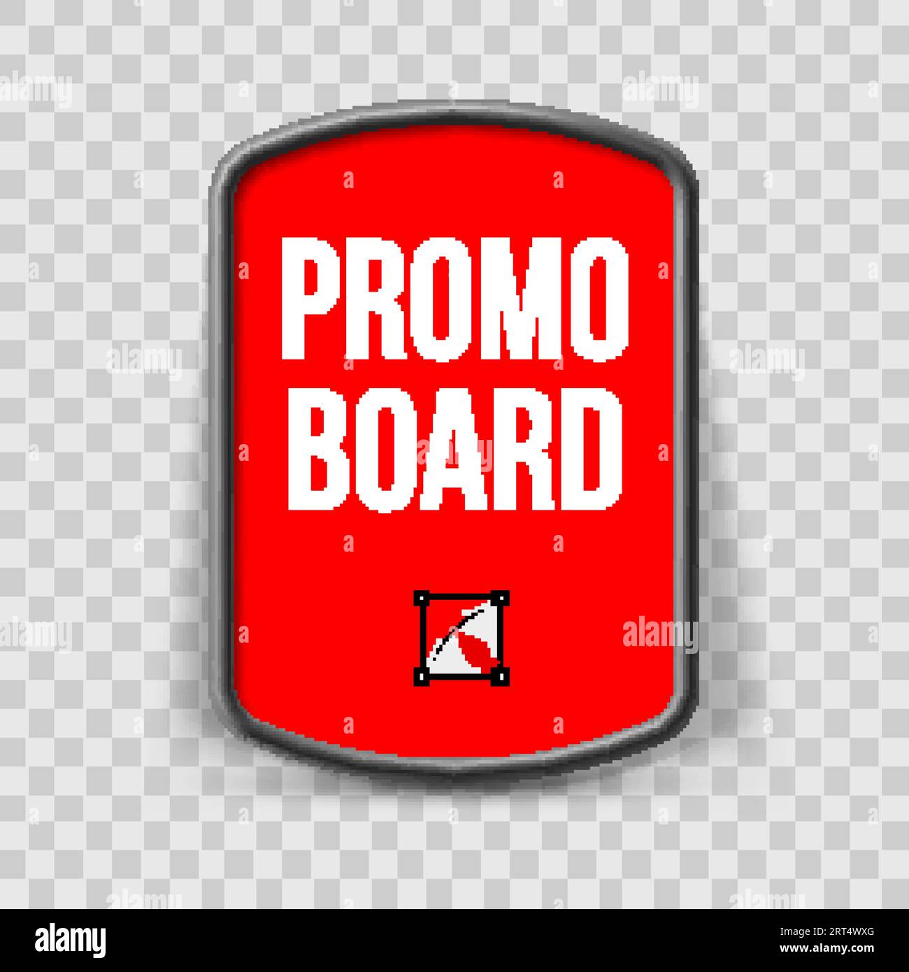 Red Promo Board, or Button with Shadow Effect Isolated on a Transparent ...