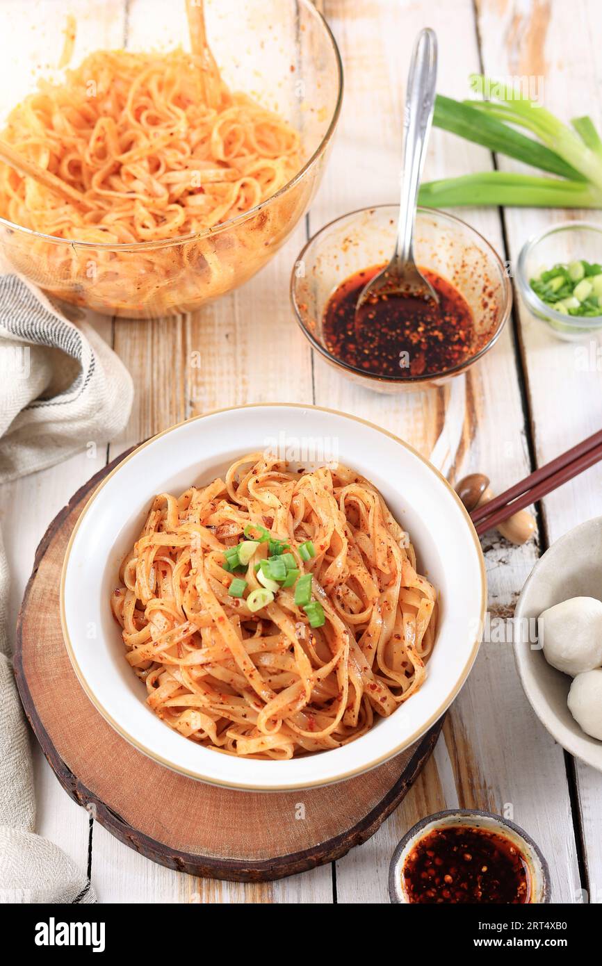 Chinese Rice Noodle with Chilli Oil and Spring Onion, Usually Served ...