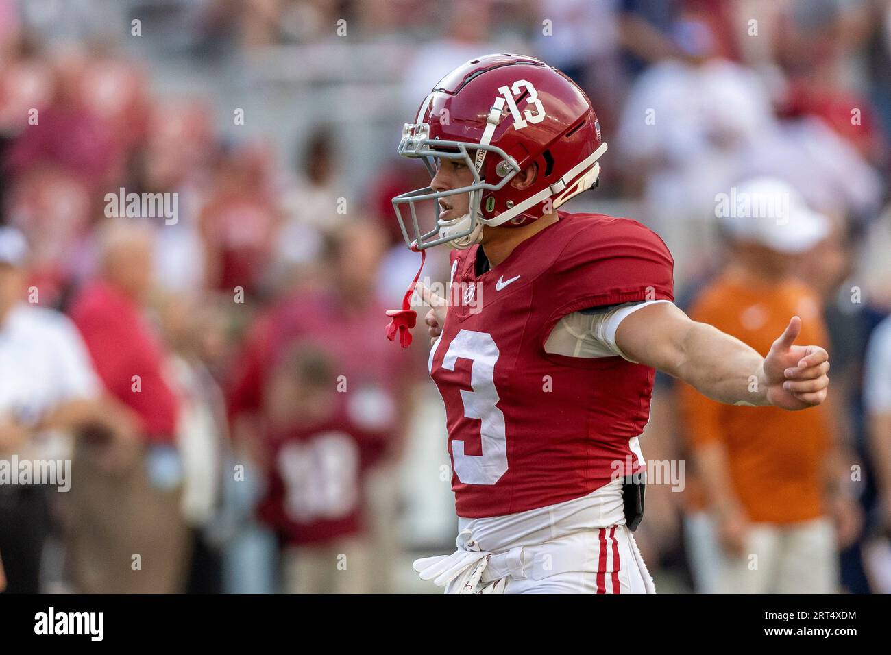 Alabama wide receiver Cole Adams (13) loosens up during warmups before ...