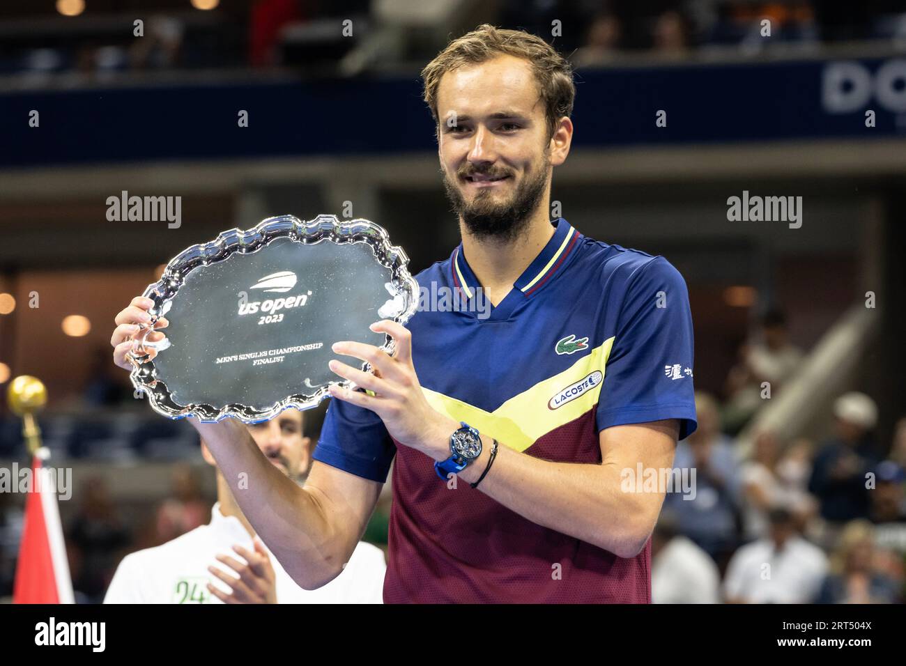 Daniil Medvedev poses with runner-up trophy after loosing final against ...