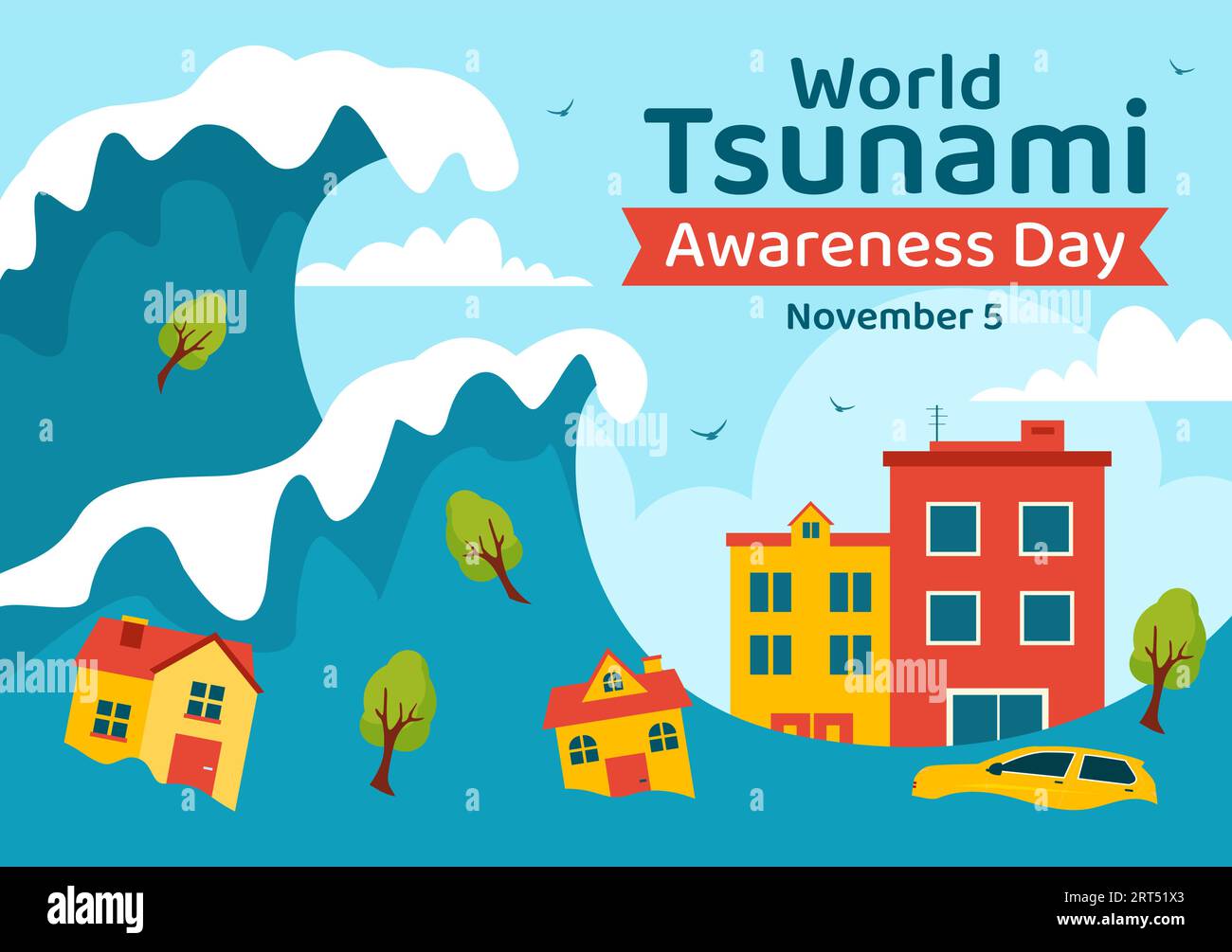 World Tsunami Awareness Day Vector Illustration on 5 November with ...