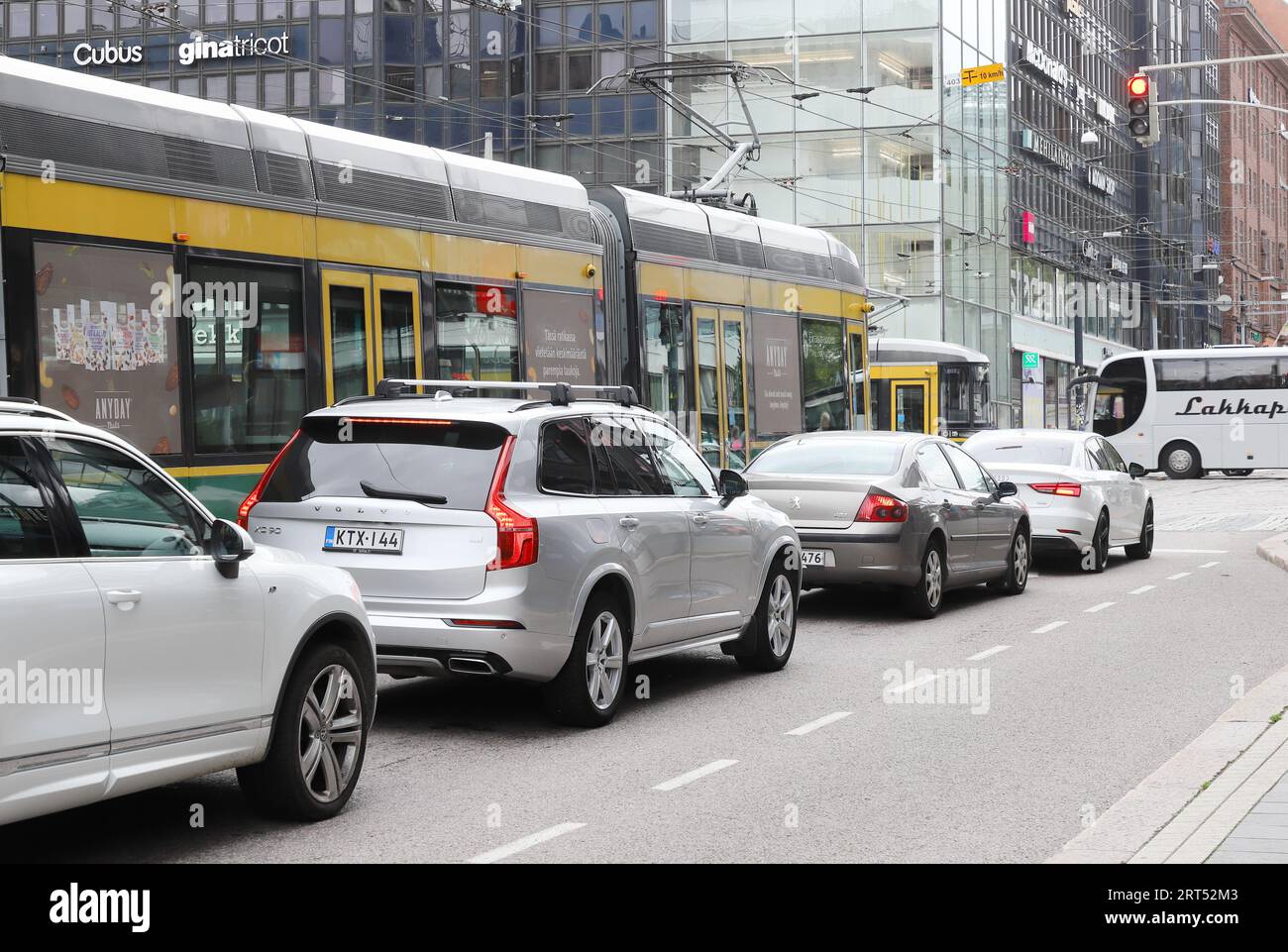Helsinki, Finland - September 5, 2023: Street view with traffic on the ...