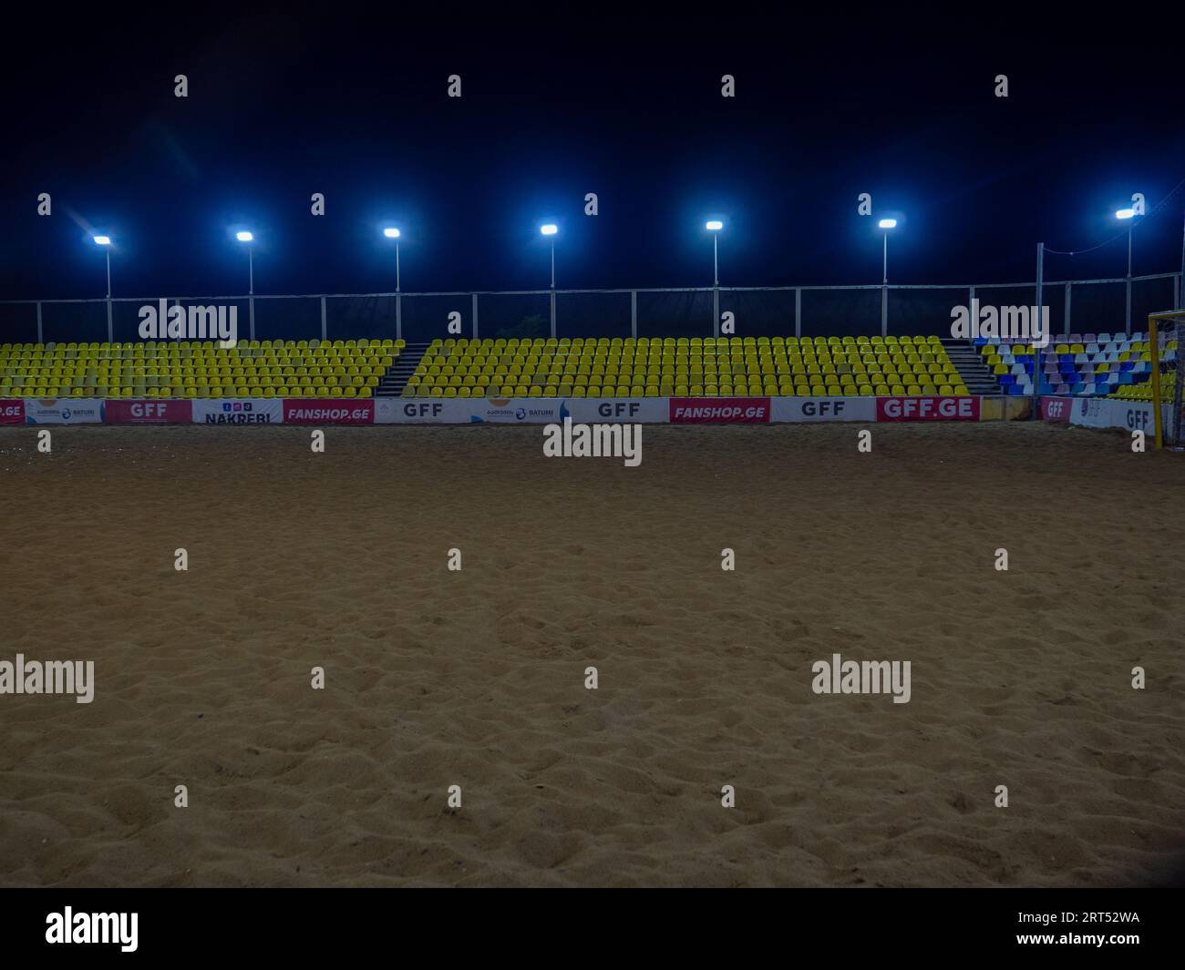 Batumi, Georgia. 08.18.2023 Beach soccer field. Sand play concept ...