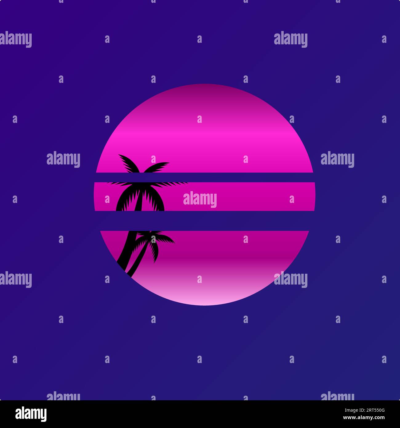 Retro palm trees logo isolated background. Vector Symbol design. Nature ...