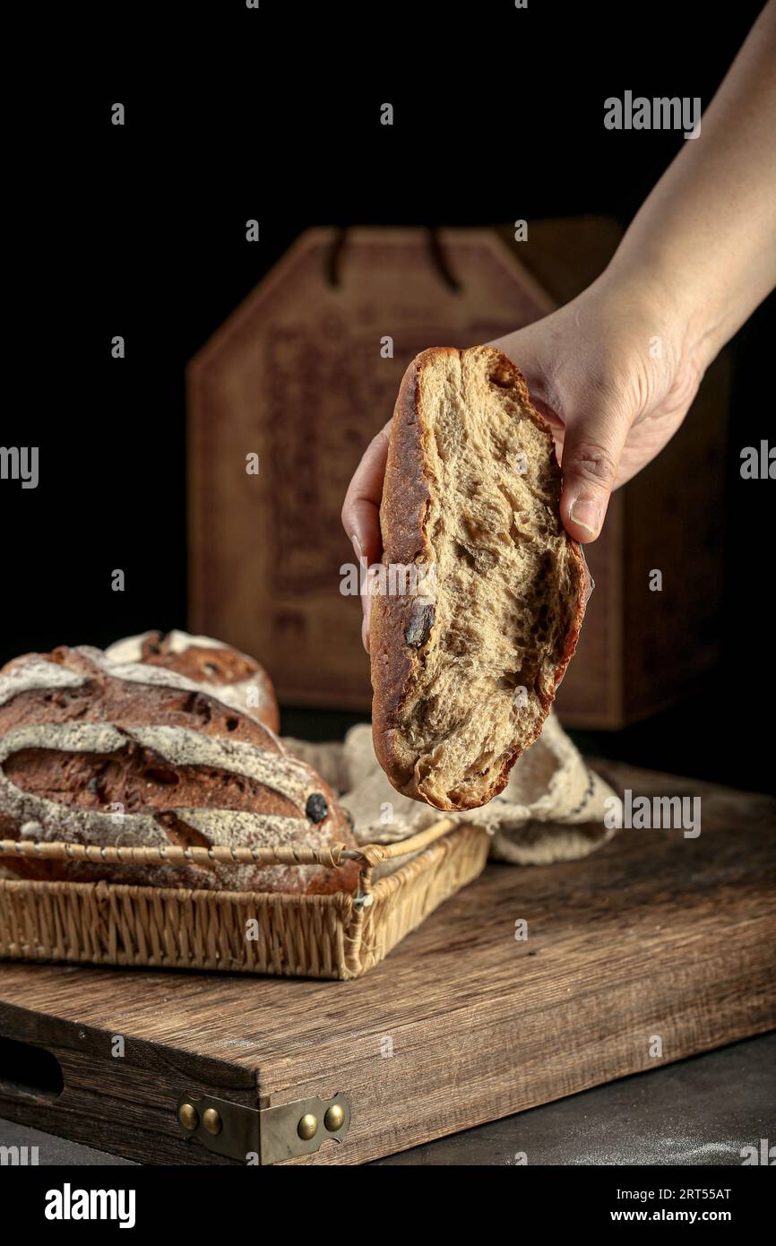 Vintage bread photo, original raw wheat bread, hi res photo Stock Photo ...