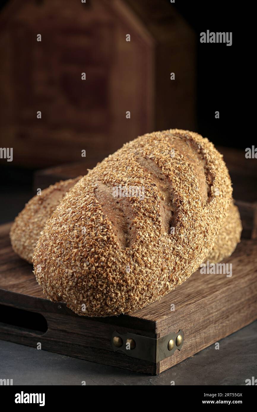 Vintage bread photo, original raw wheat bread, hi res photo Stock Photo ...