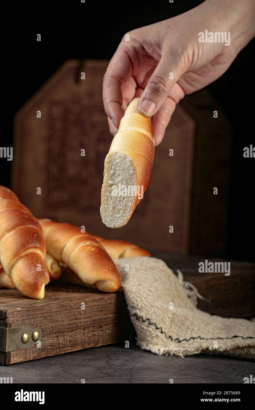 Vintage bread photo, original raw wheat bread, hi res photo Stock Photo ...