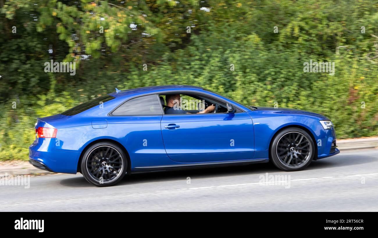 Milton Keynes,UK-Sept 10th 2023: 2016 blue diesel engine Audi A5 car ...