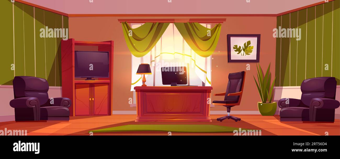 Office of head or president interior - luxury room with leather and ...