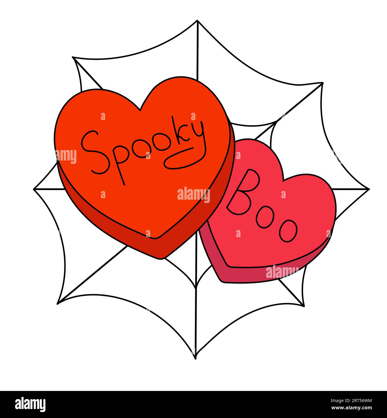 Hearts candies with spider web. Boo and Spooky text. Halloween concept ...