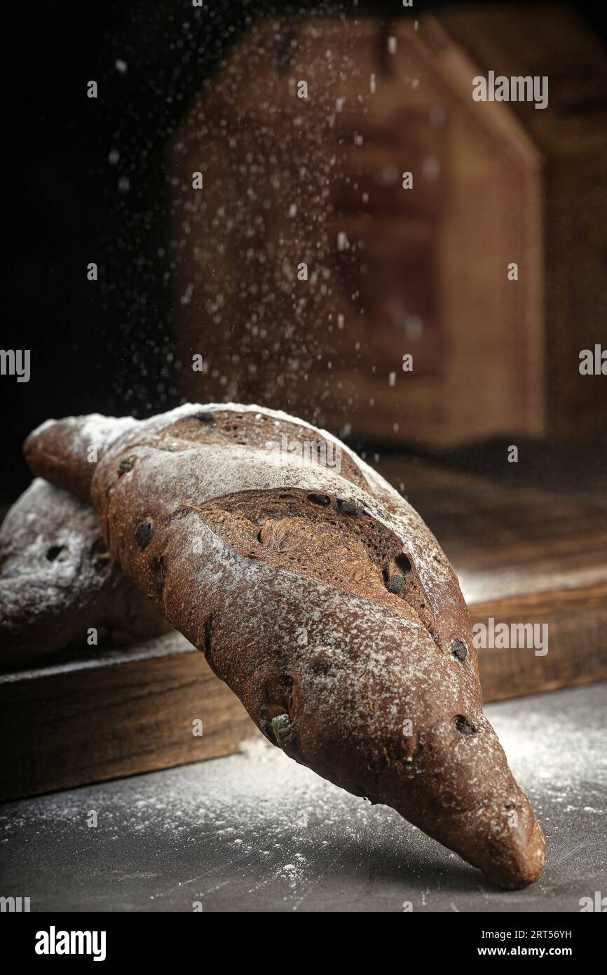 Vintage bread photo, original raw wheat bread, hi res photo Stock Photo ...