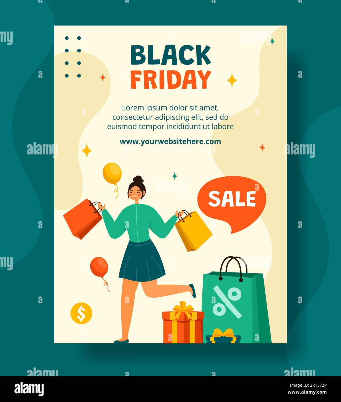 Black Friday Sale Event Vertical Poster Flat Cartoon Hand Drawn ...
