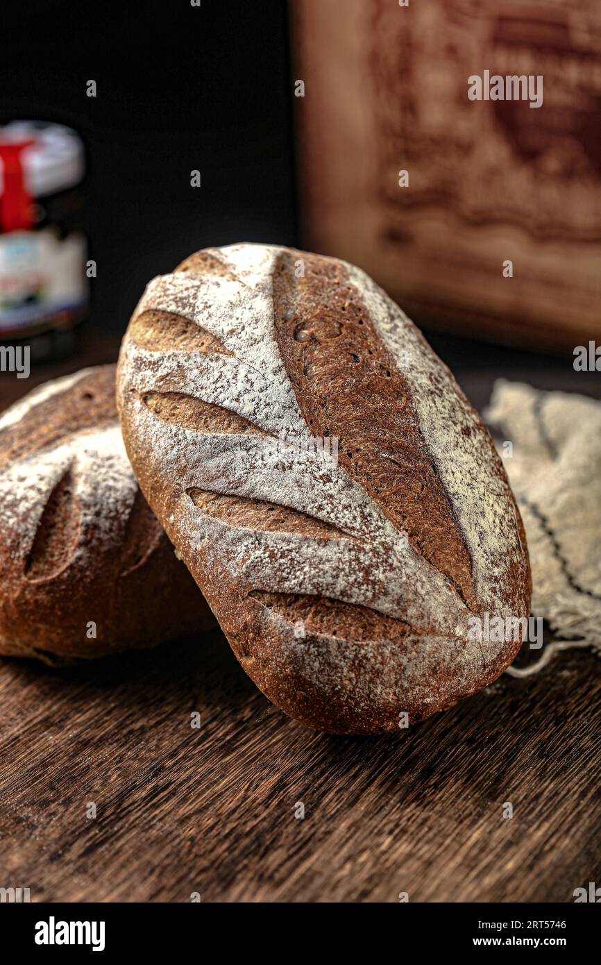 Vintage bread photo, original raw wheat bread, hi res photo Stock Photo ...