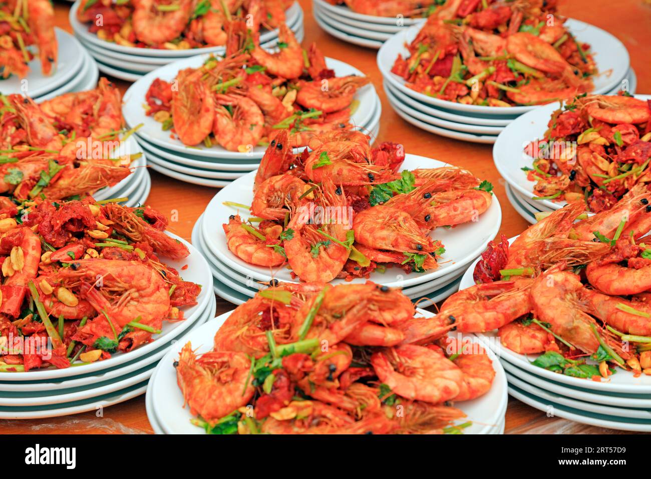 Braised prawns in Chinese famous dishes Stock Photo - Alamy