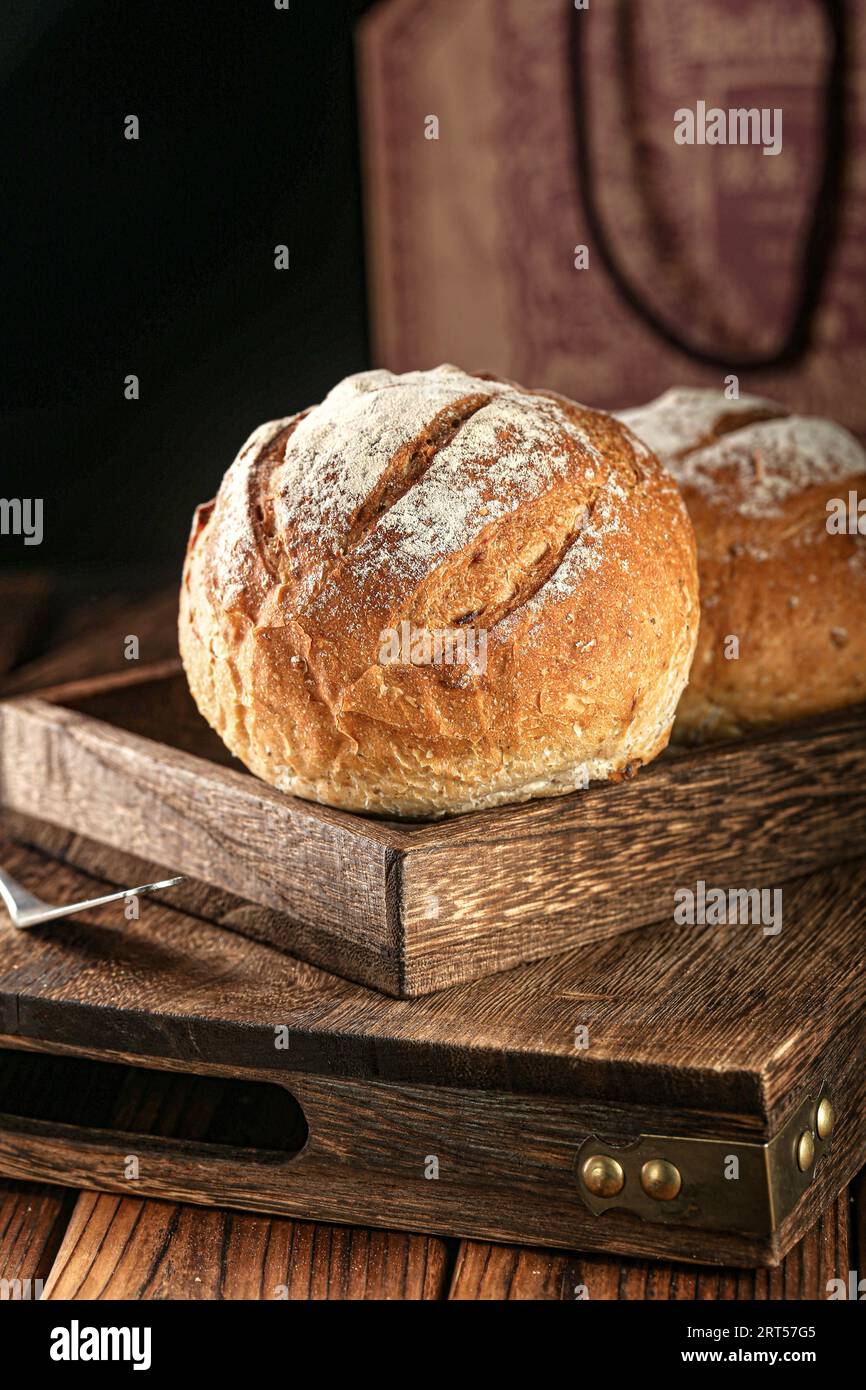 Vintage bread photo, original raw wheat bread, hi res photo Stock Photo ...