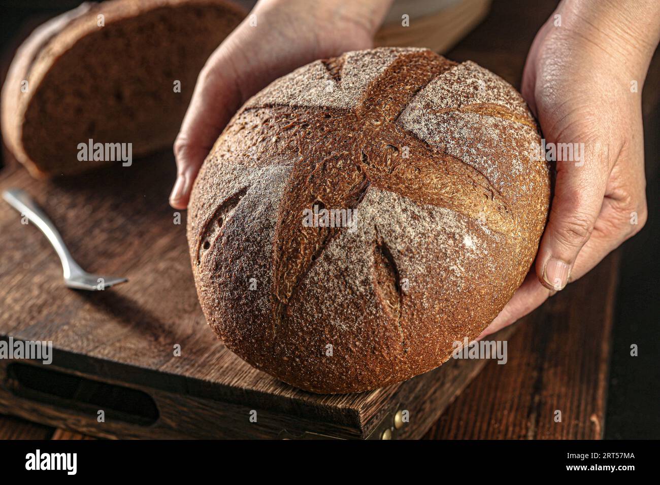 Vintage bread photo, original raw wheat bread, hi res photo Stock Photo ...