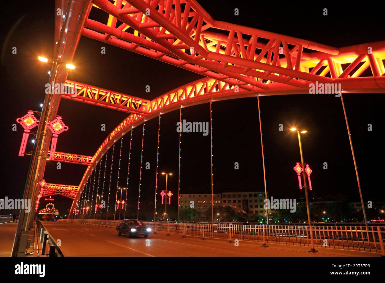 Steel Bridges at Night Stock Photo - Alamy