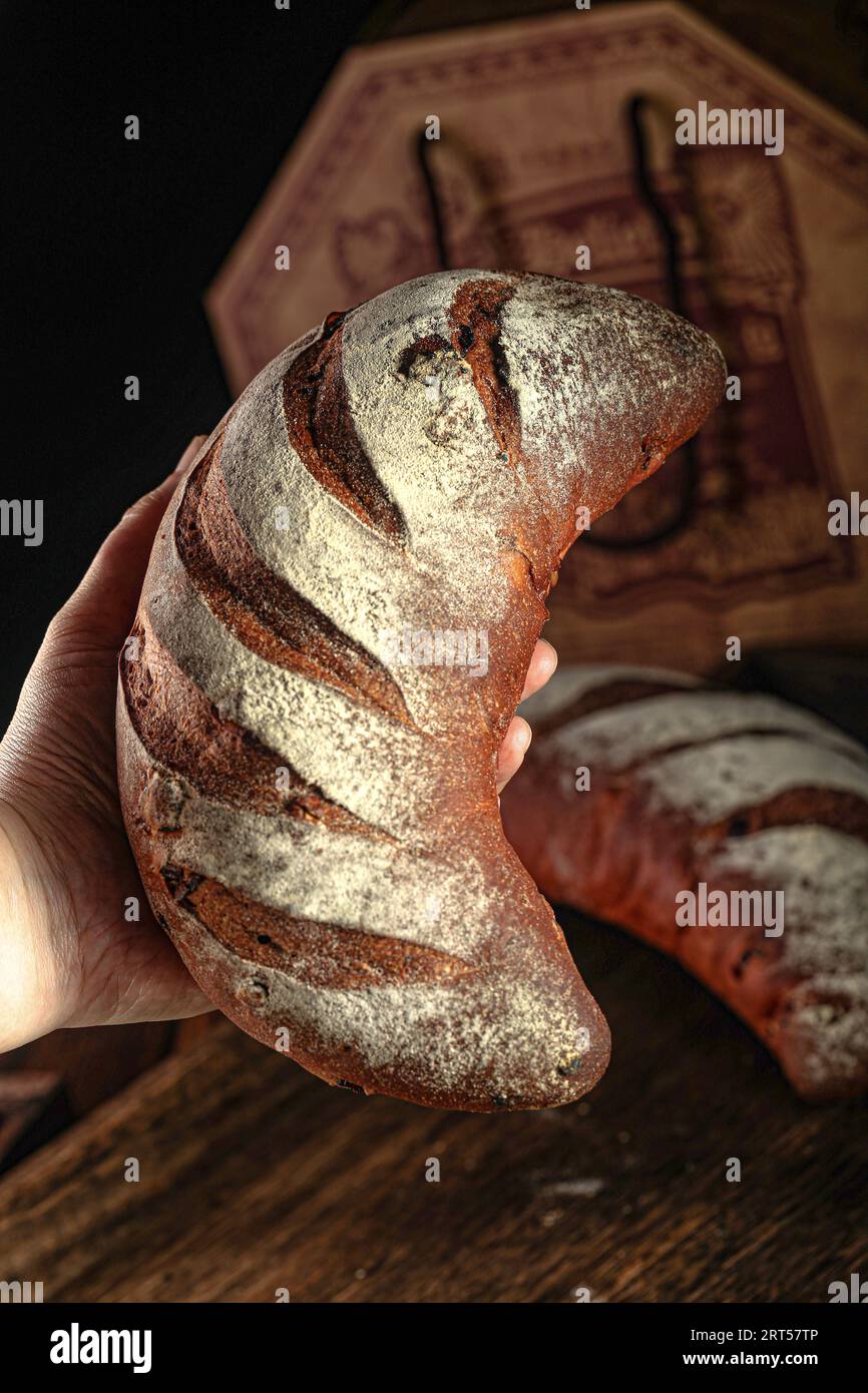 Vintage bread photo, original raw wheat bread, hi res photo Stock Photo ...
