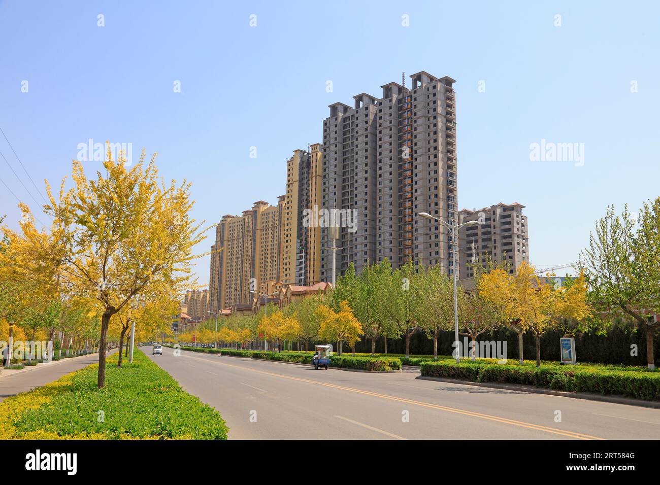 High-rise buildings and road greening Stock Photo - Alamy