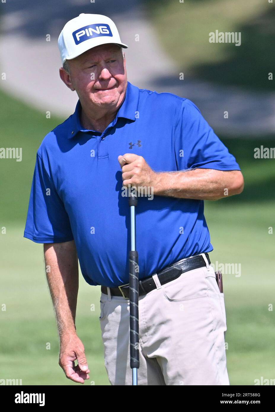 JENNINGS, MO - SEPTEMBER 10: Golfer Billy Mayfair watches his putt on ...