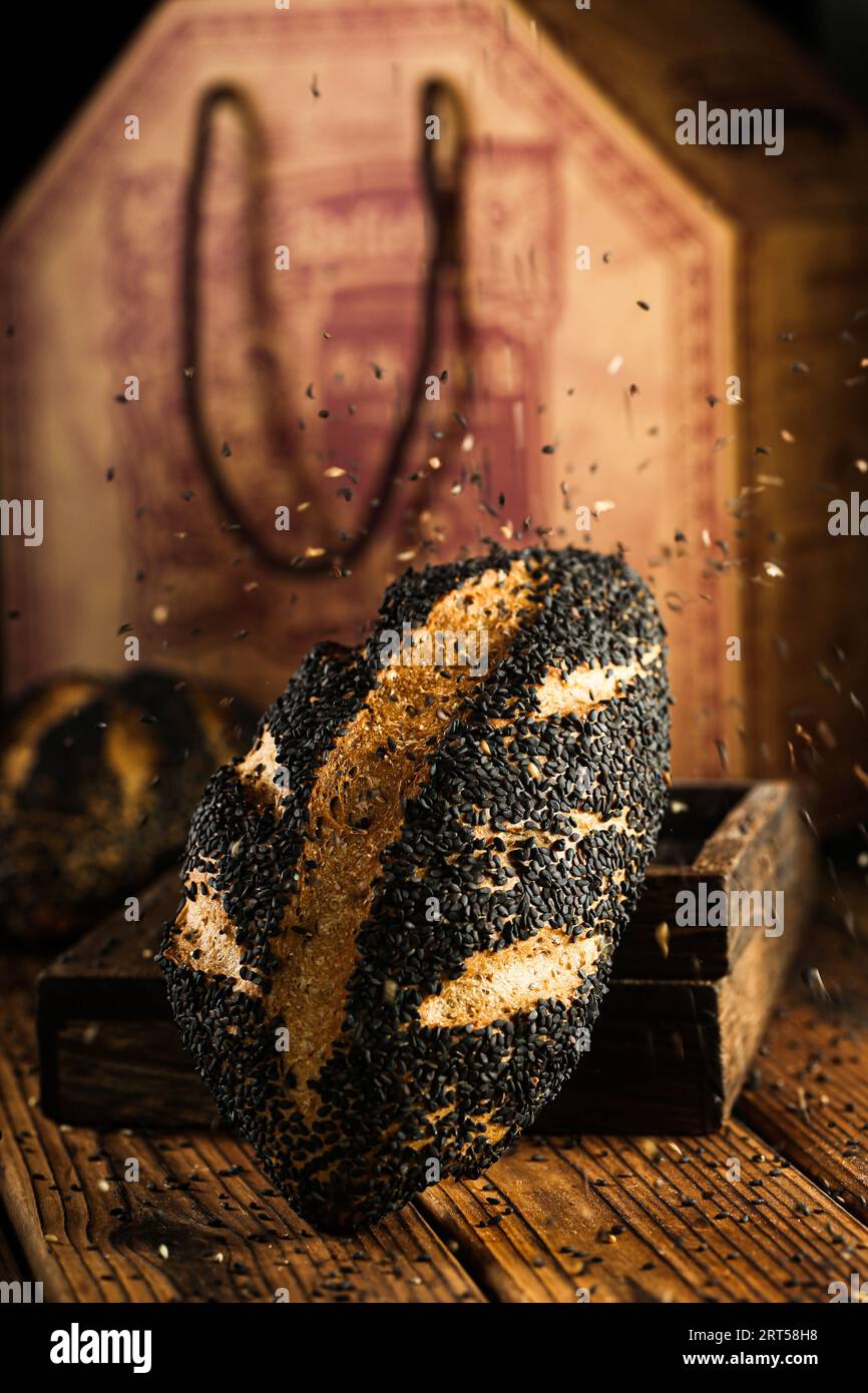 Vintage bread photo, original raw wheat bread, hi res photo Stock Photo ...