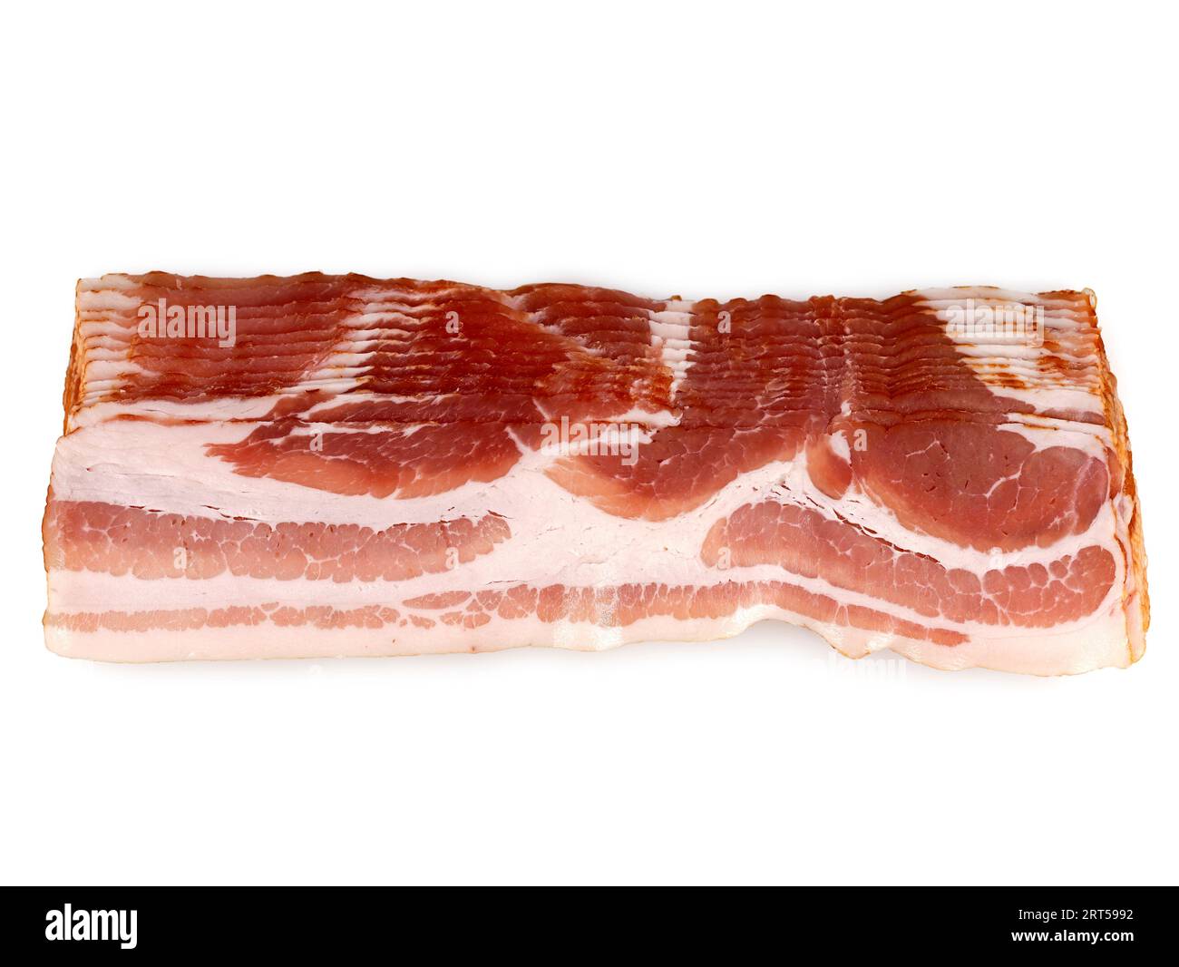 fresh raw slices of pork bacon isolated on white background Stock Photo ...