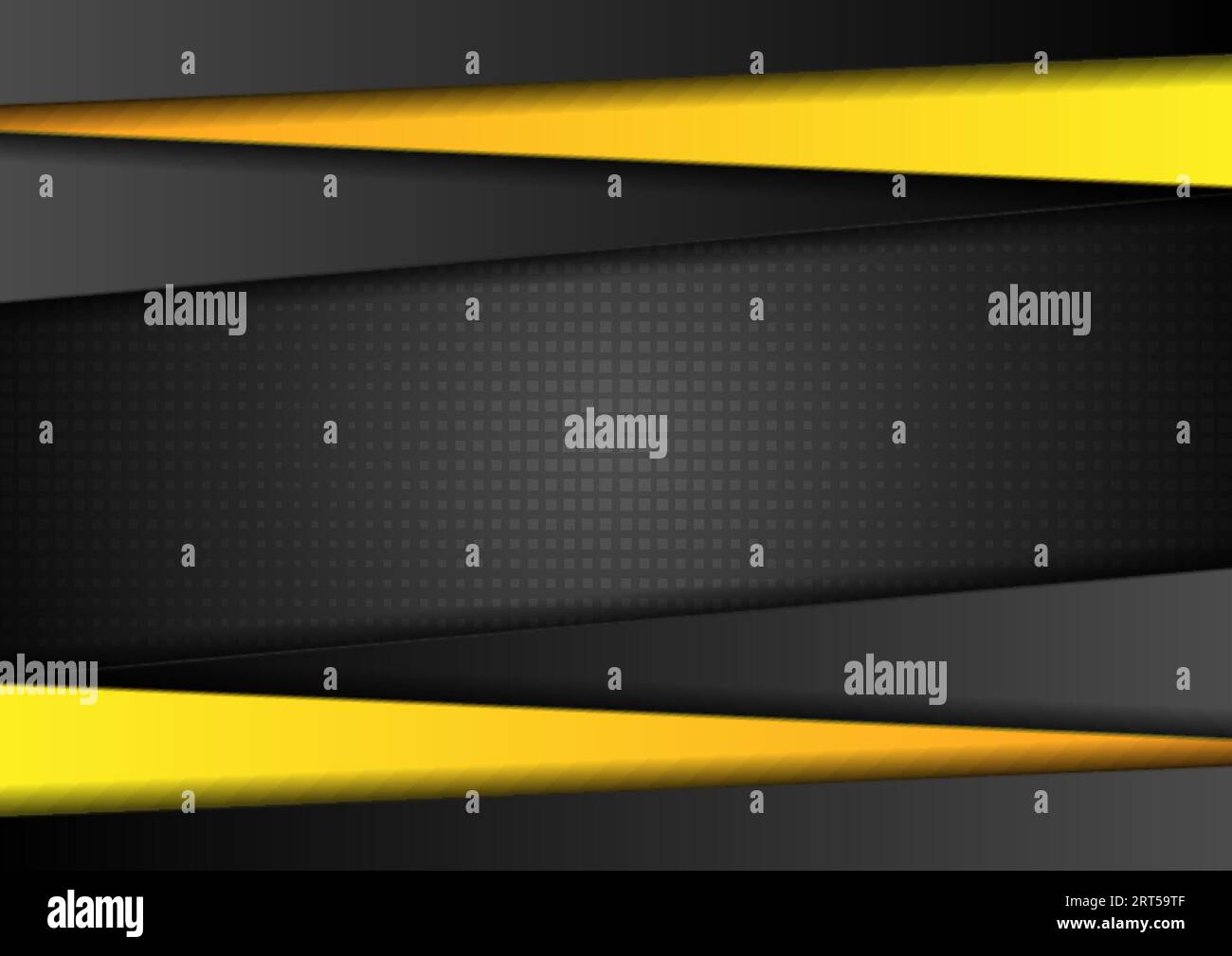 Bright yellow and black stripes. Abstract corporate paper tech ...