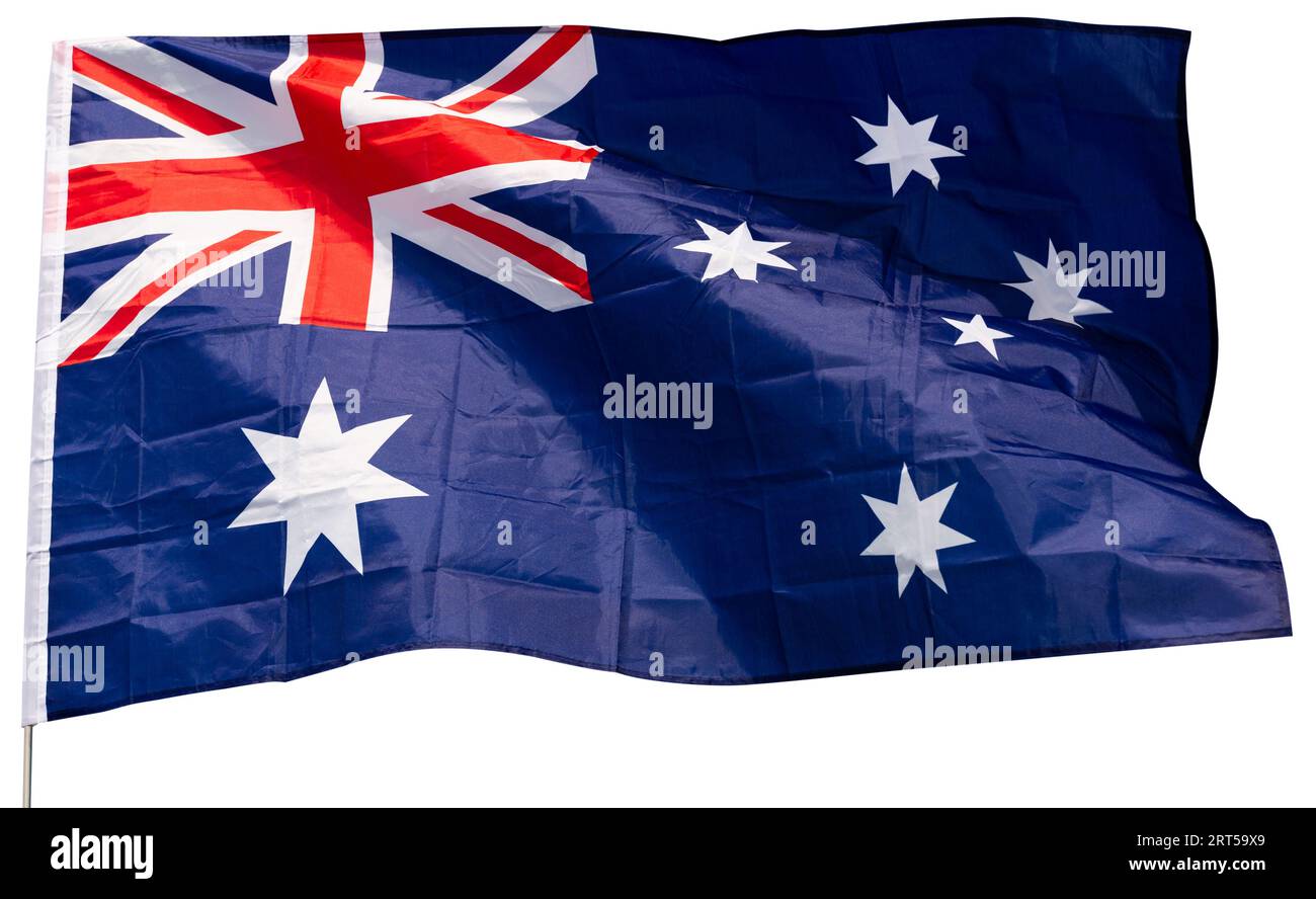 Large flag of Australia waving Stock Photo - Alamy