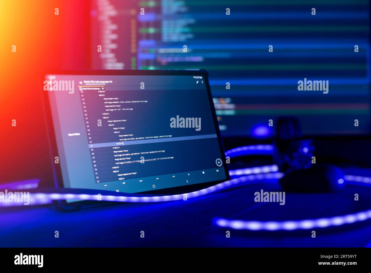 Abstract computer script code. Programming code screen of software ...