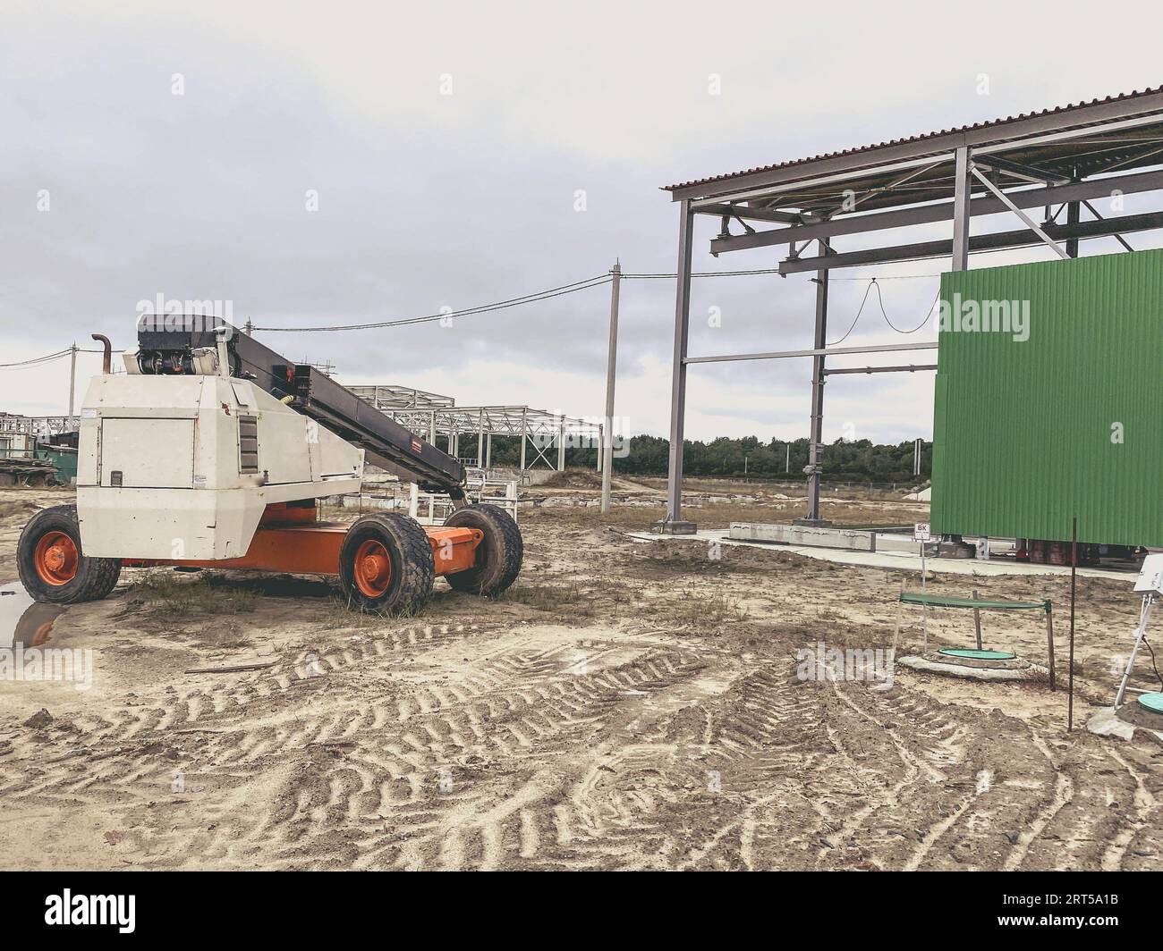 construction site of an industrial complex. machine for transporting ...
