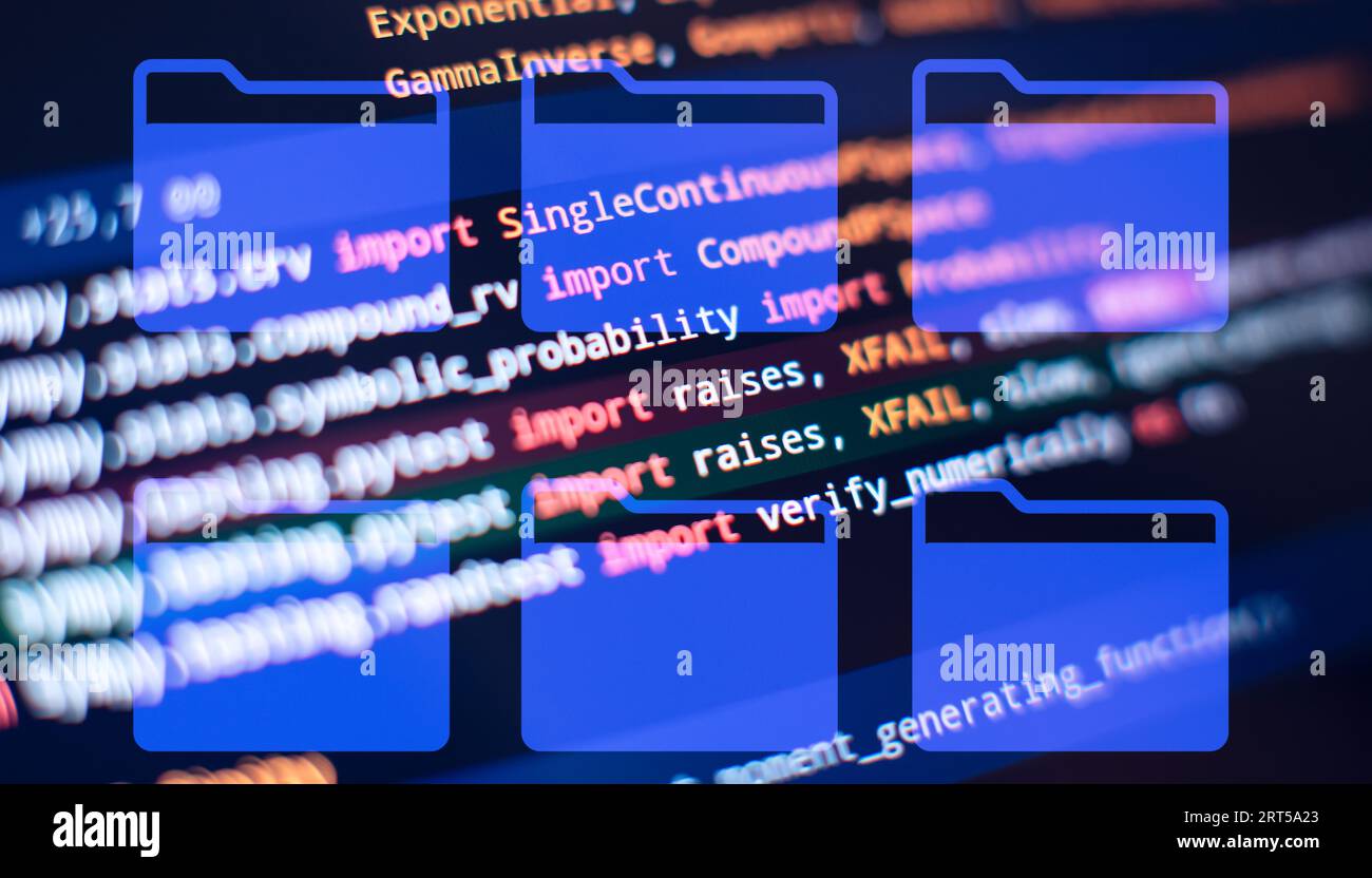 Monitor closeup of function source code. Abstract IT technology ...