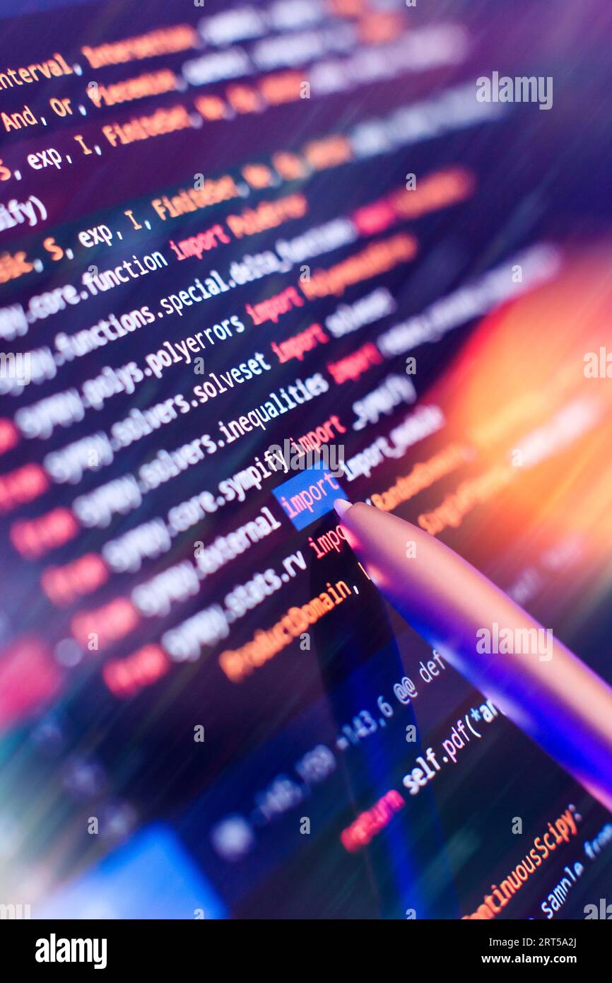 computer code with virtual screen. Programming code Stock Photo - Alamy