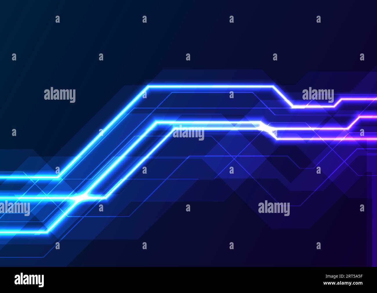 Blue and violet neon geometric lines abstract tech background. Vector ...