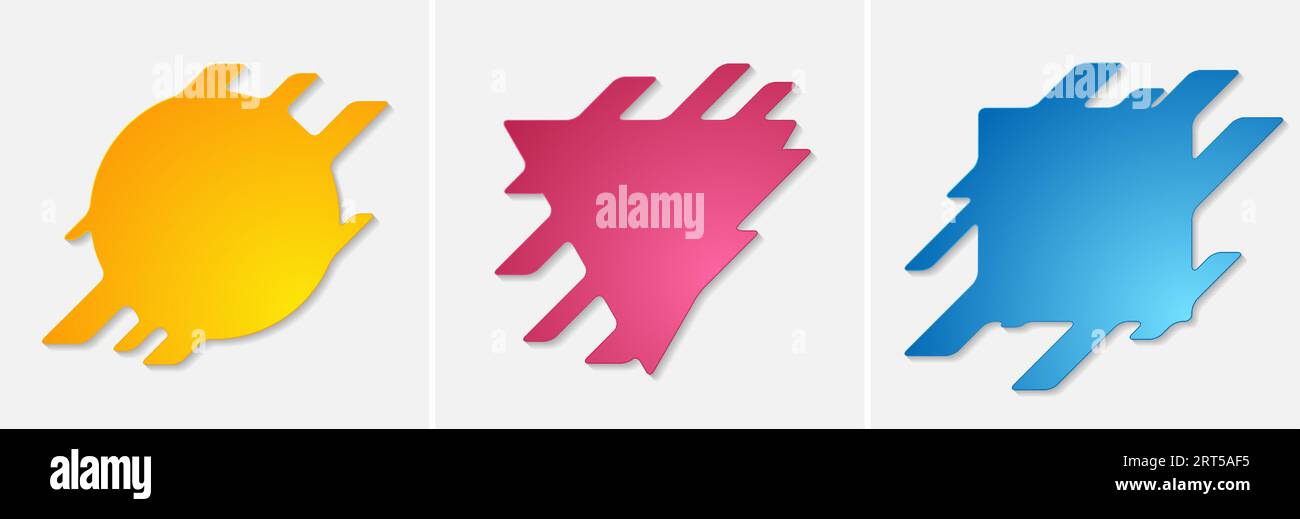 Tech corporate geometric shapes stickers labels design. Colorful circle ...