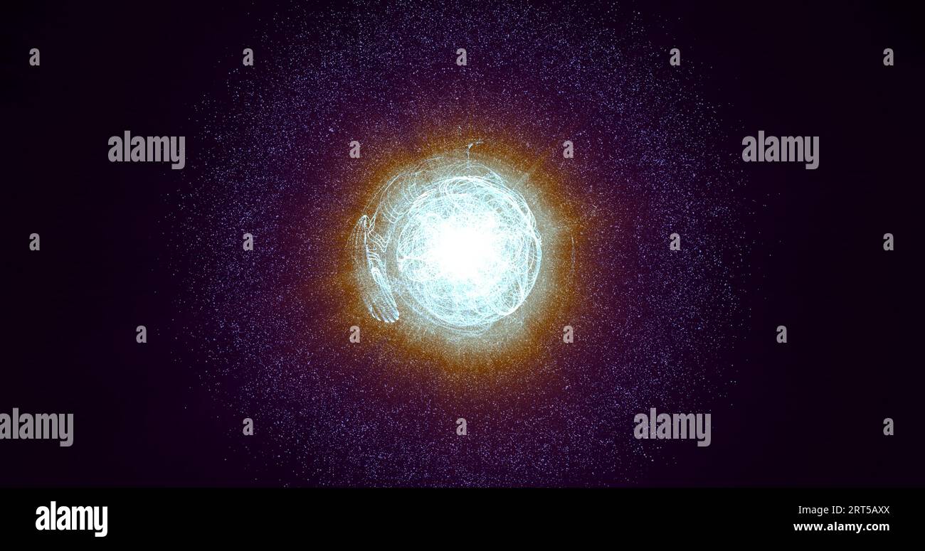 Bright glowing shiny star energy sphere ball with an explosion of ...