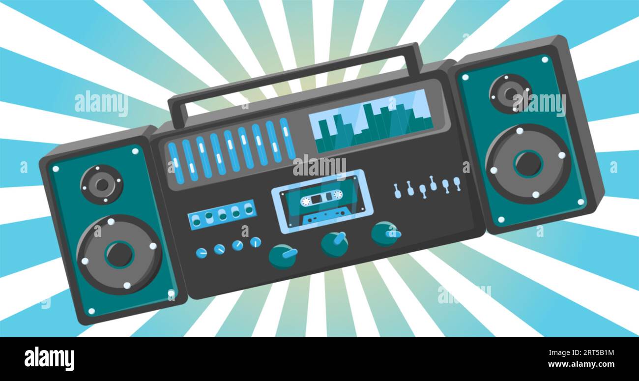 Retro audio music tape recorder old vintage with audio cassette hipster ...